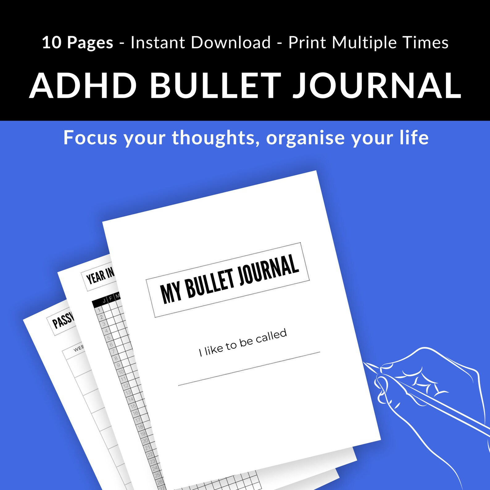 ADHD Bullet Journal Printable Templates, Bullet Journal to Help ...