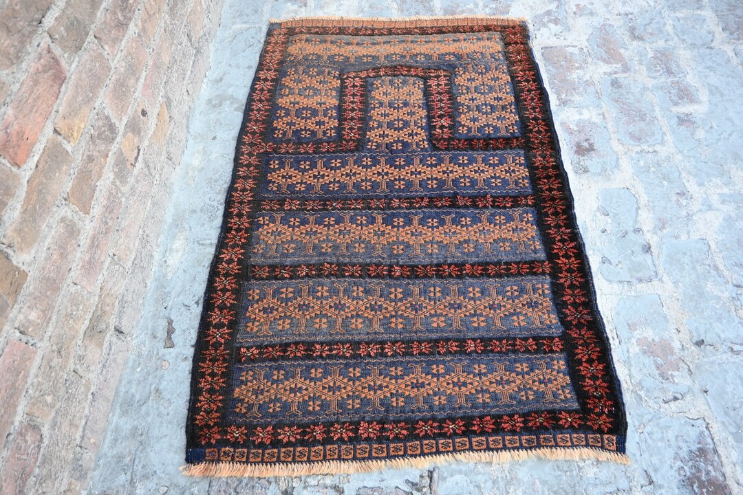 Super Quality Afghan Prayer Rug 2'10"x4'3" Ft Vintage Hand Knotted ...