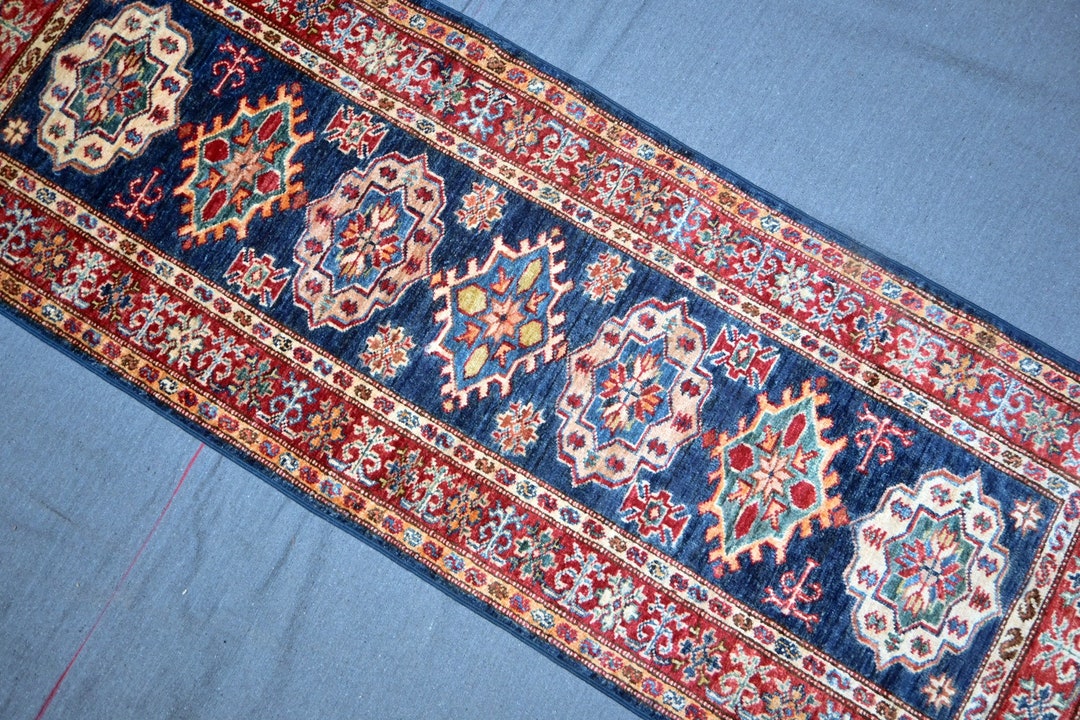 6 Ft Runner Rug, Super Kazak Blue Runner Rug, 2'2x5'9' Ft Hazara ...