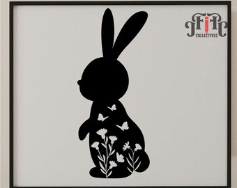 SVG Spring Rabbit Easter Bunny Flowers Floral Bunny SVG PNG Files ...
