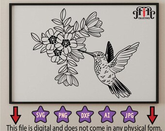 Hummingbird Flowers Heart Svg File | Florals Svg | Hummingbird Clipart ...