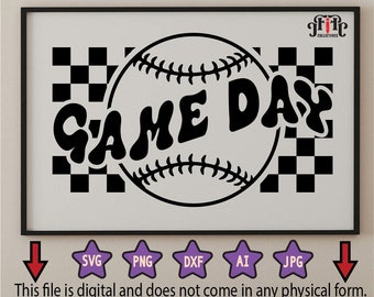 Checkered Baseball SVG, Game Day SVG, Baseball PNG, Baseball Game ...