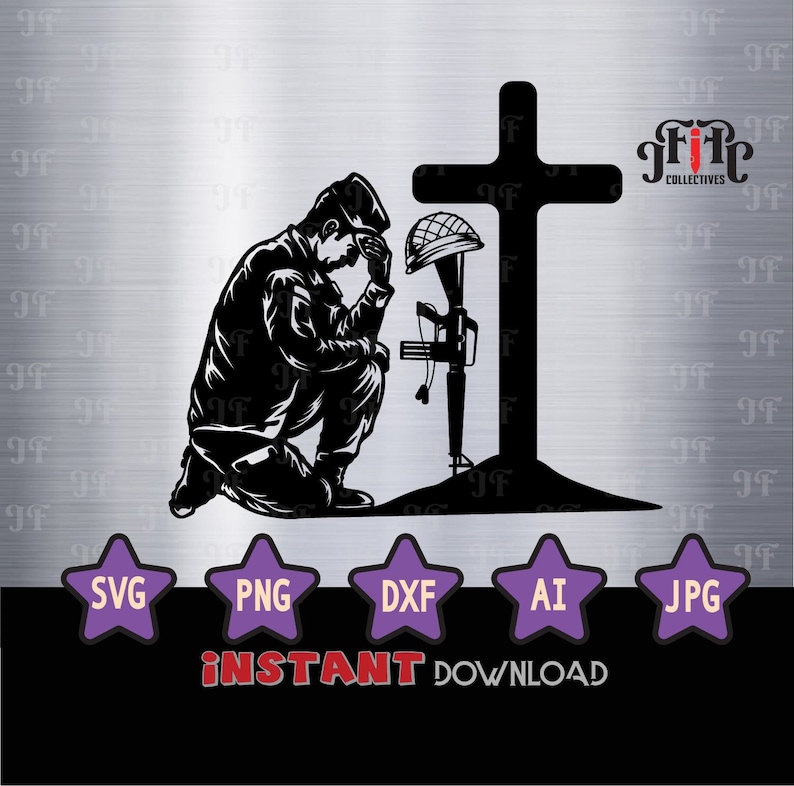 Soldier Kneeling Praying SVG File | Fallen Soldier Svg | Kneeling at ...