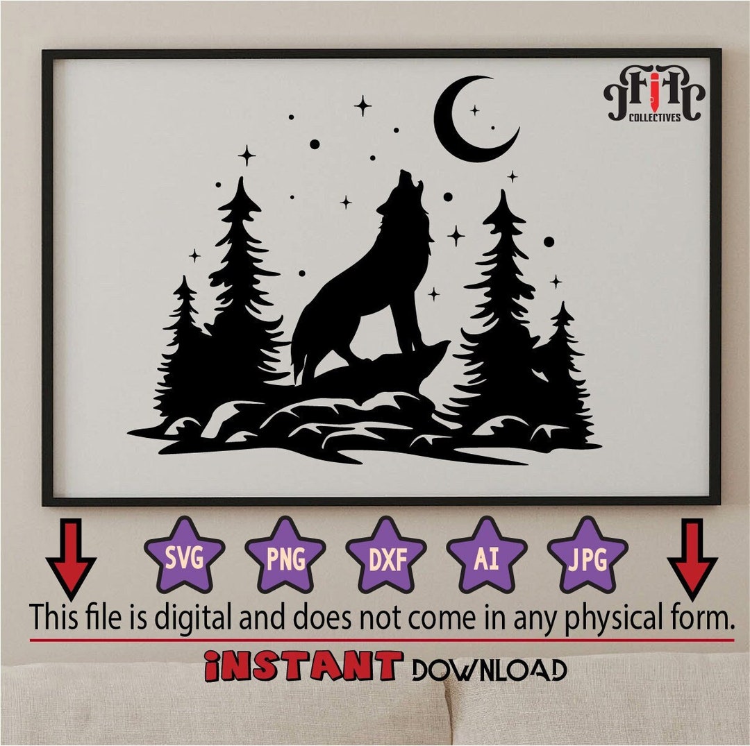 Howling Wolf SVG File, Wolf Howl Svg, Wild Wolf Svg, Mountain Wolf Svg ...