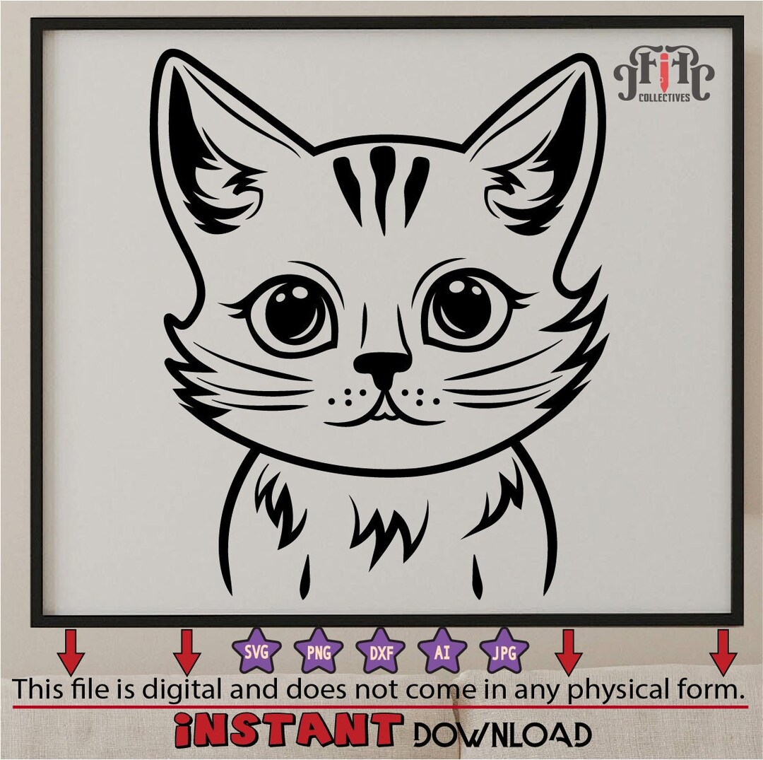 Cute Cat Svg, Kitten Svg ,curious Kitten Clipart Digital Download Svg ...