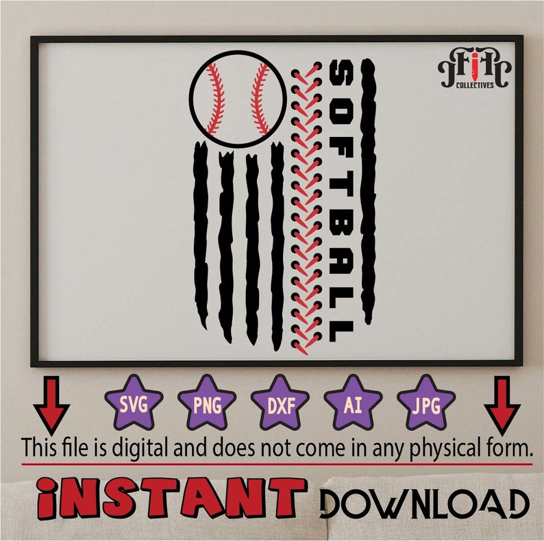 Distressed Softball Usa Flag Svg, Png, Jpg, Dxf, USA Flag Svg, Softball ...