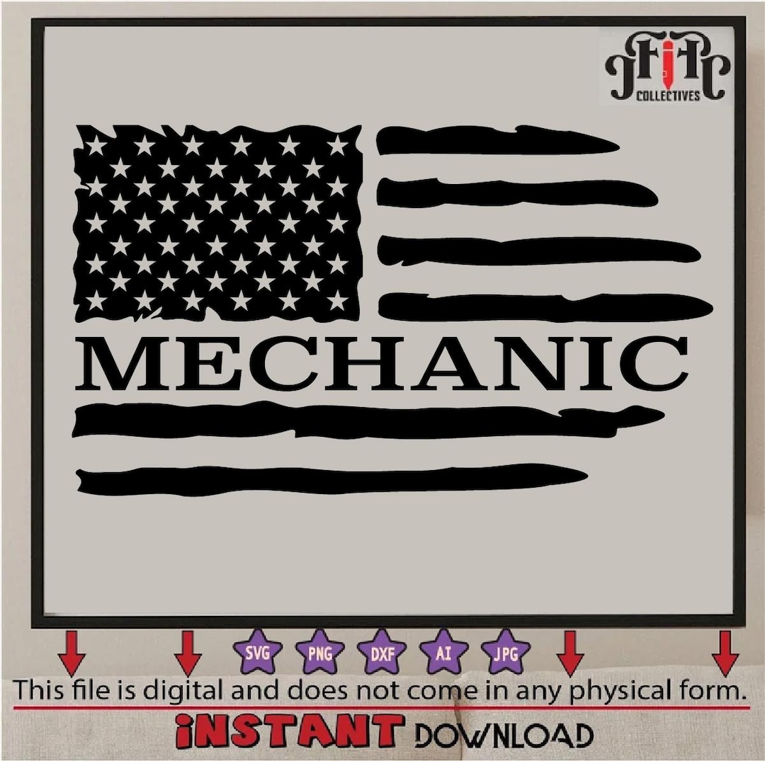 Mechanic Flag Svg Png, Mechanic American Flag Svg, Wrench Svg Png ...