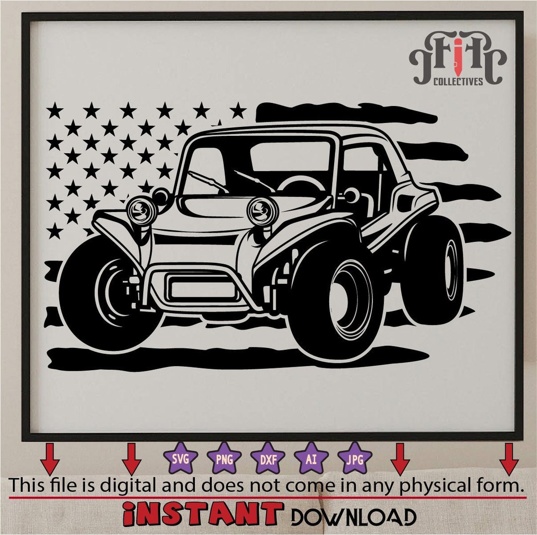 US Flag Dune Buggy, Sand Buggy Svg Png JPG Clipart Digital Cut File ...