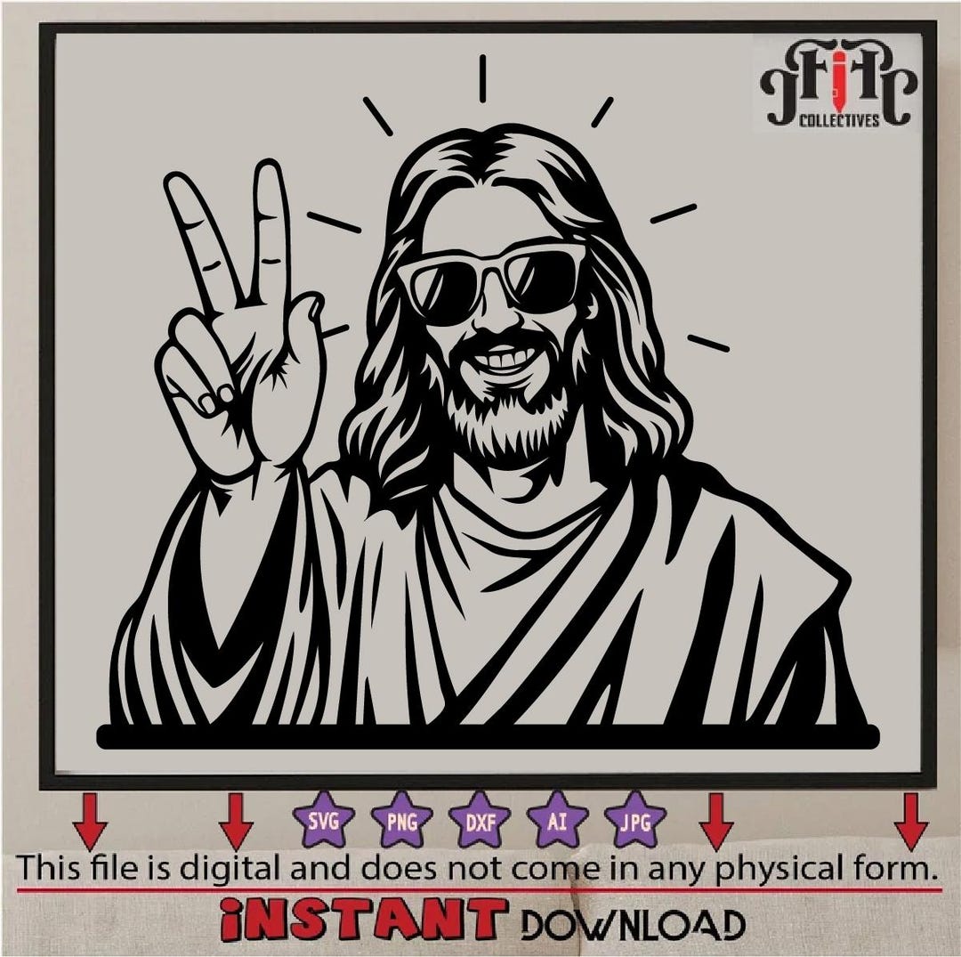 Cool Jesus Svg | Jesus Peace Sign Clipart | Son of God Cut File ...