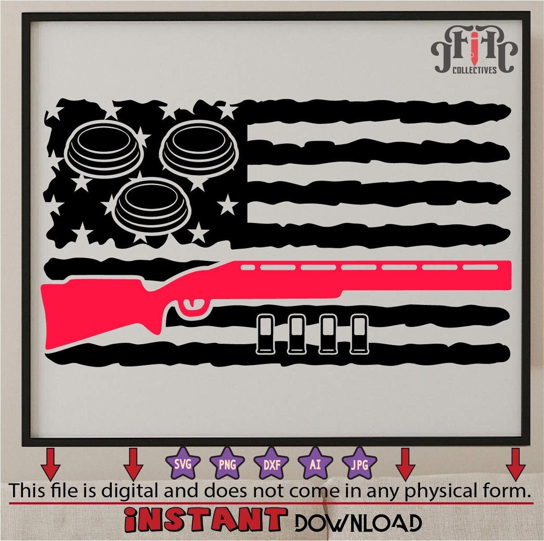 Trap Shooting USA Flag SVG, PNG, Dxf, Jpg Paper Transfer, Eps, Cut File ...