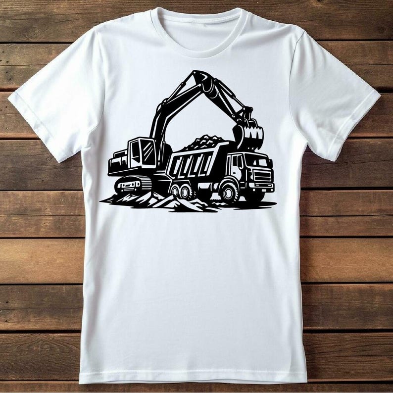 Dump Truck SVG With Track Hoe Cut File | Dump Land Clipart | Excavator ...