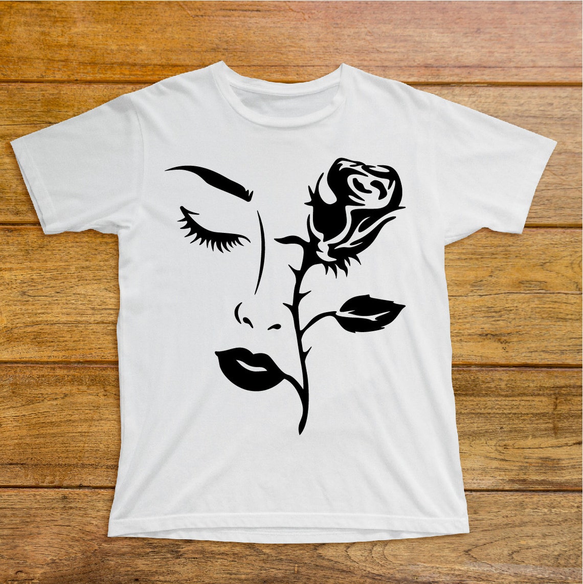 Rose Face Svg, Woman Face With Rose Svg, Dxf, Png, Jpg, Girl and Rose ...