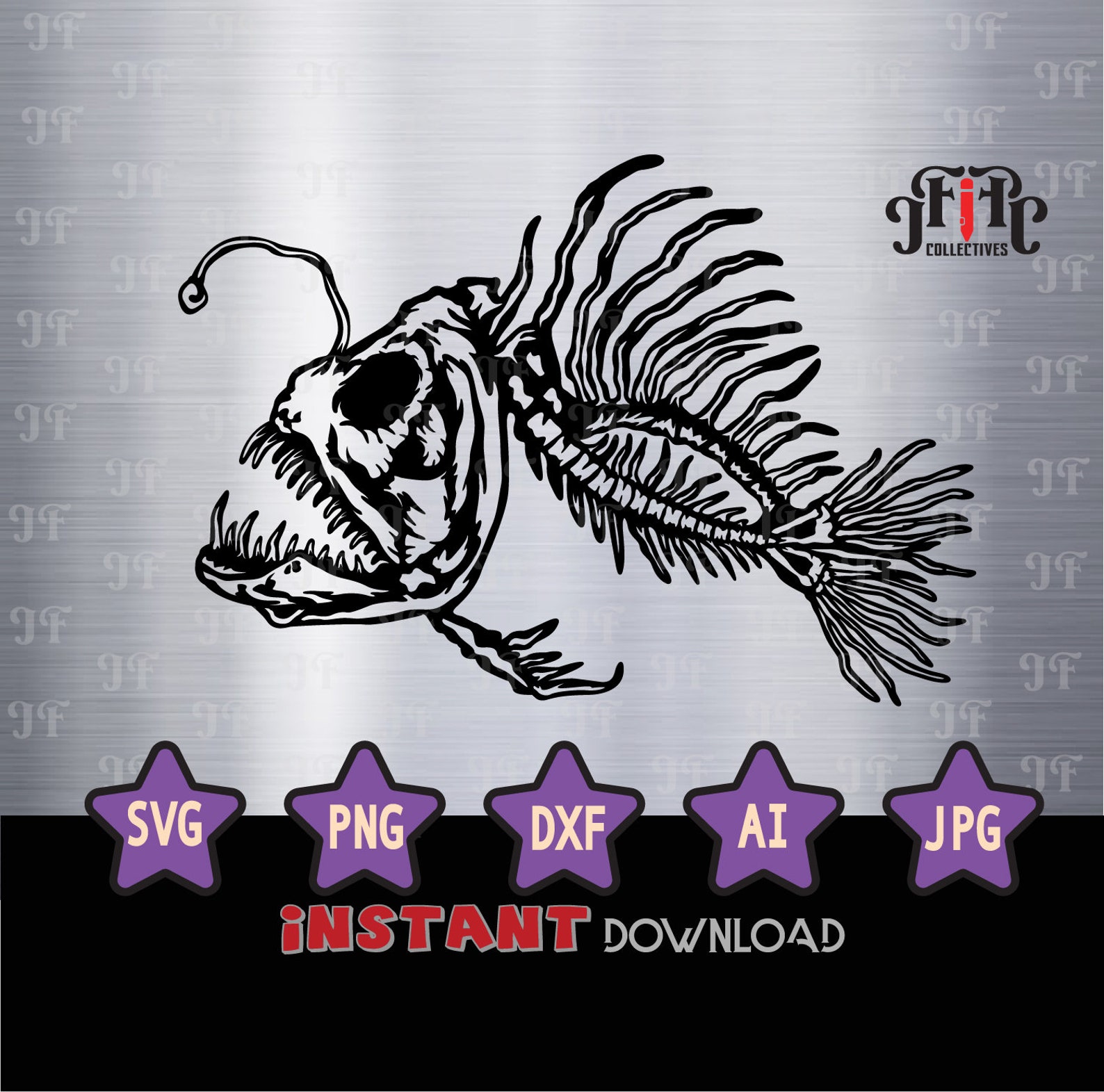 Skeleton Fish SVG | Angler Fish SVG | Sea Monster | Cricut Cutting File ...