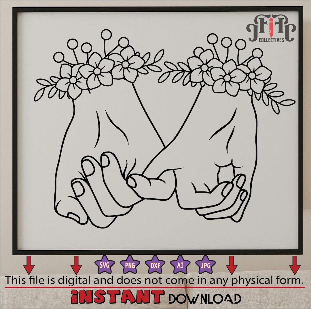 Holding Hands With Floral SVG, Pinky Hold Svg ,SVG Cut File ,lovers Svg ...