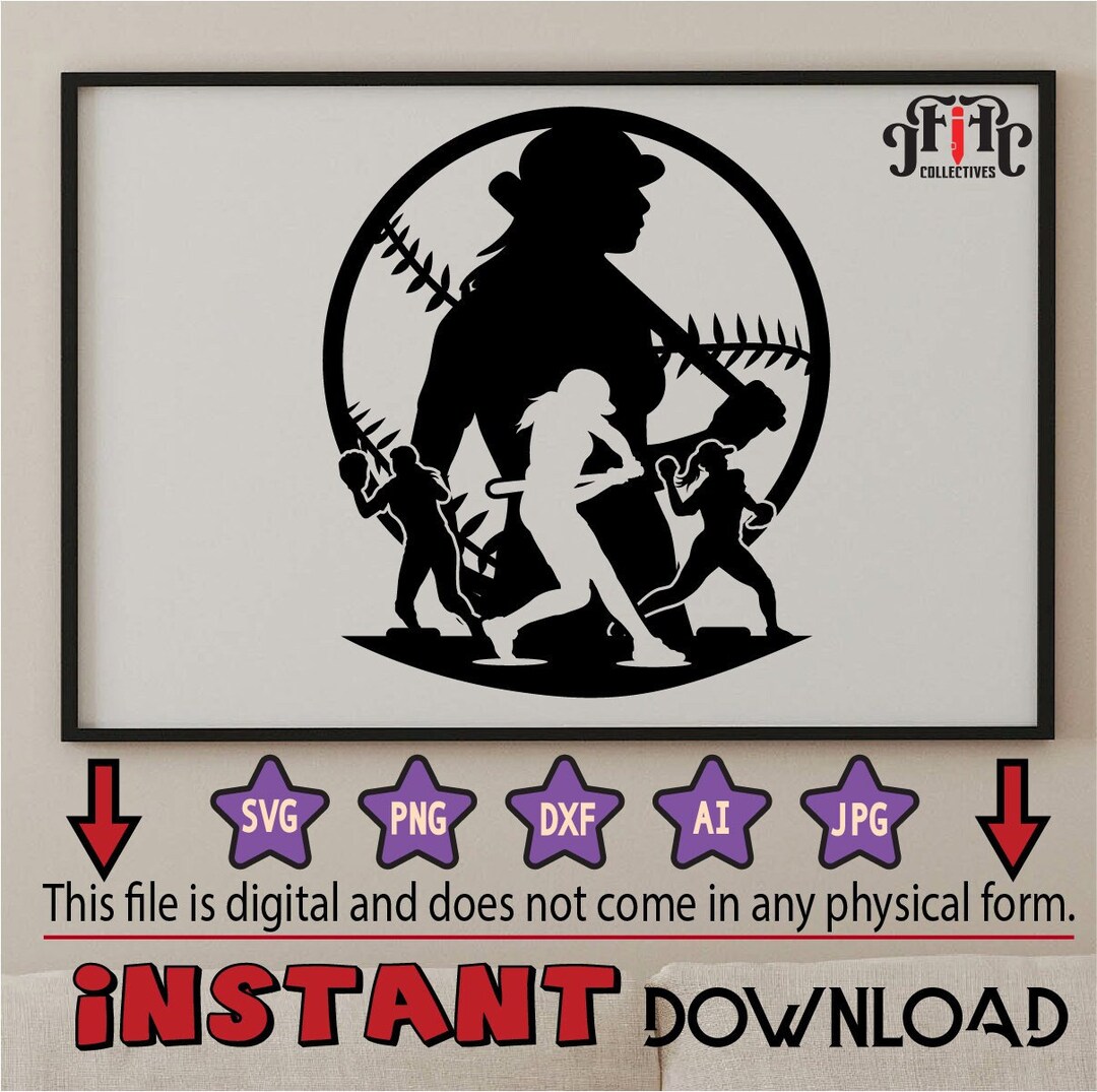 Softball Vector | Sports Svg | Softball Player Svg | Softball Cut Files ...