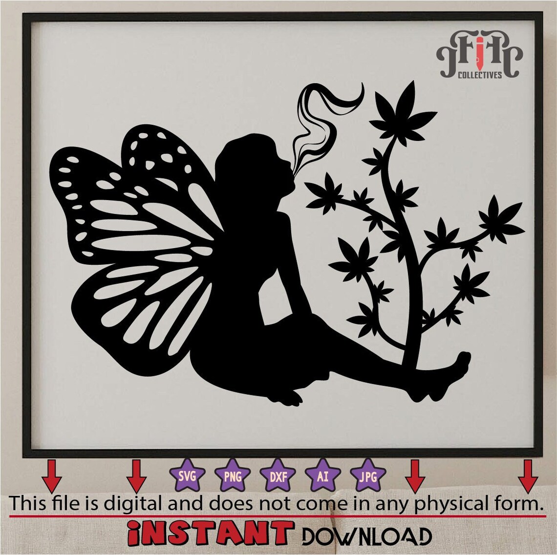 Fairy SVG Fairy Silhouette SVG Smoking Weed Svg Fairy Smoking Weed SVG ...