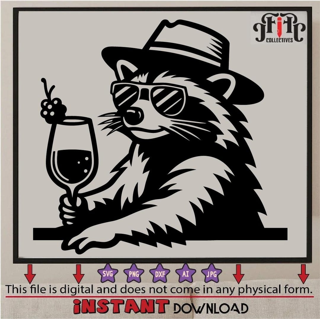 Raccoon With Wine Png, Drinking Racoon Sublimation Design, Funny ...