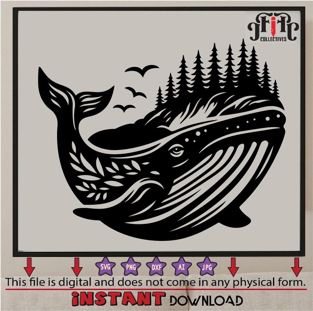 Humpback Whale SVG Cut File for Laser, Dxf for Plasma, Whale Cnc File ...