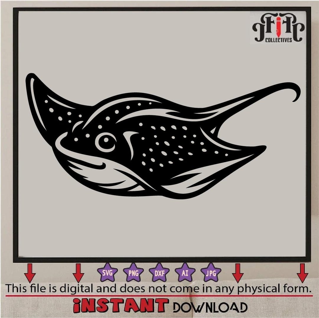 Coastal Stingray: SVG for Your Projects ,stingray SVG, Ocean Life ...