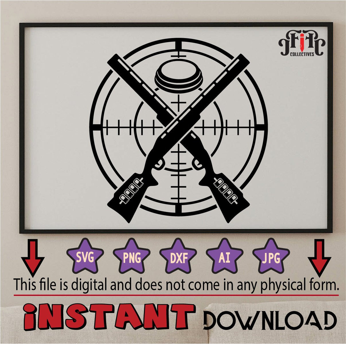 Crossed Shotguns Sporting Clay SVG File, Trapshooting SVG, Skeet Shooting Svg, Digital File ...