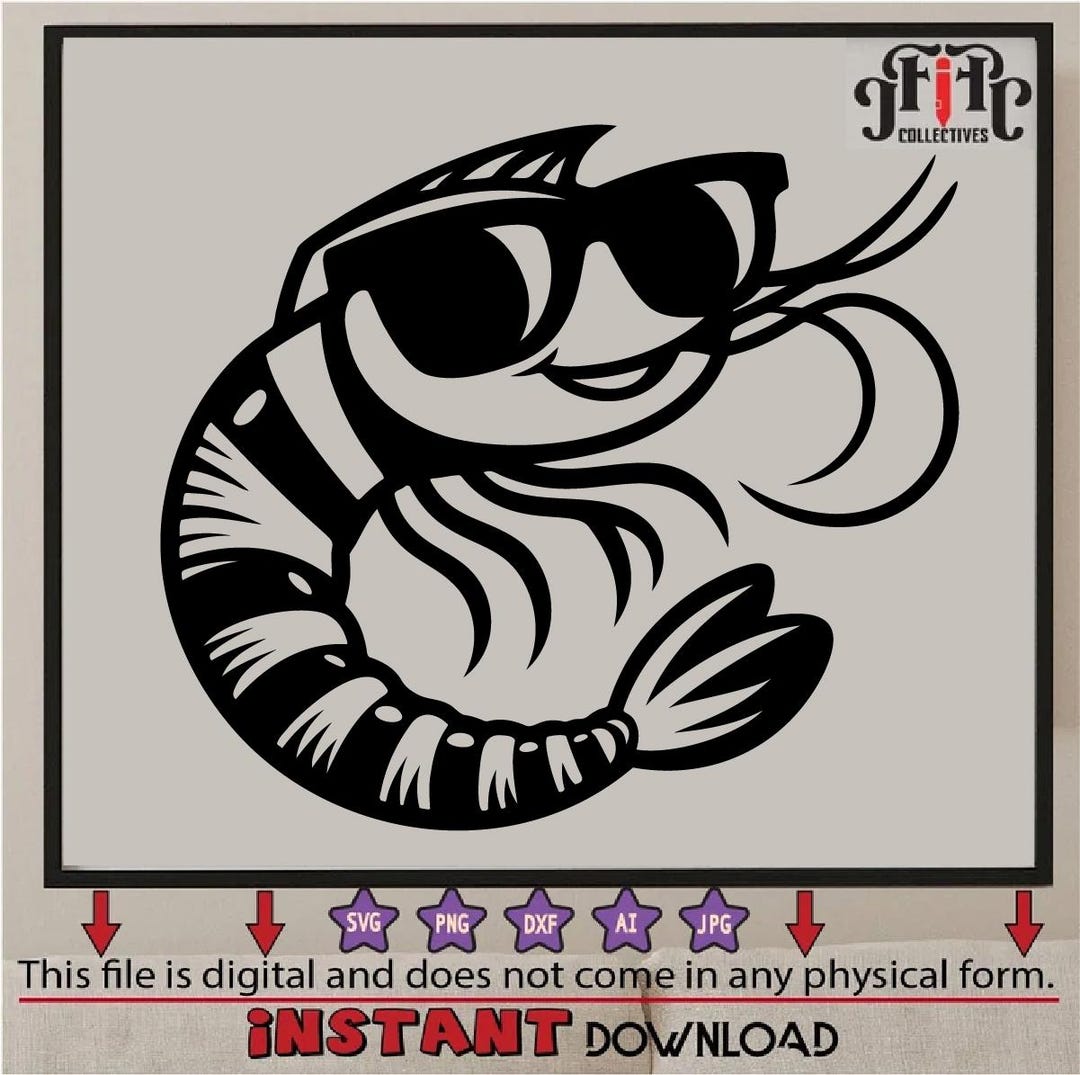 Cool Shrimp SVG | PNG Cut Files for Cricut, Silhouette, Digital ...