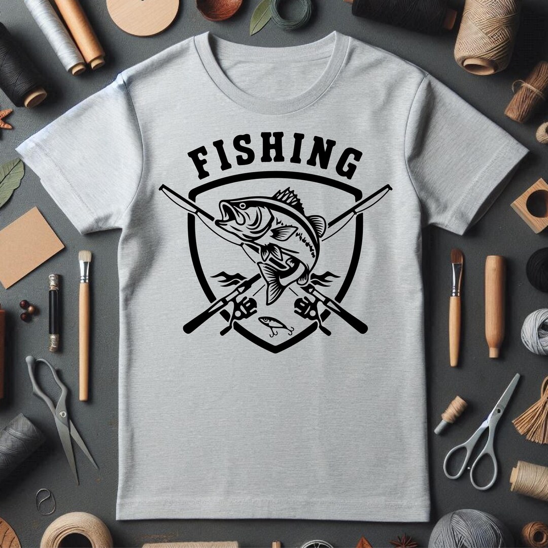 Fishing Emblem SVG | Vintage Angler Logo Cut File | Rustic Fish Design ...