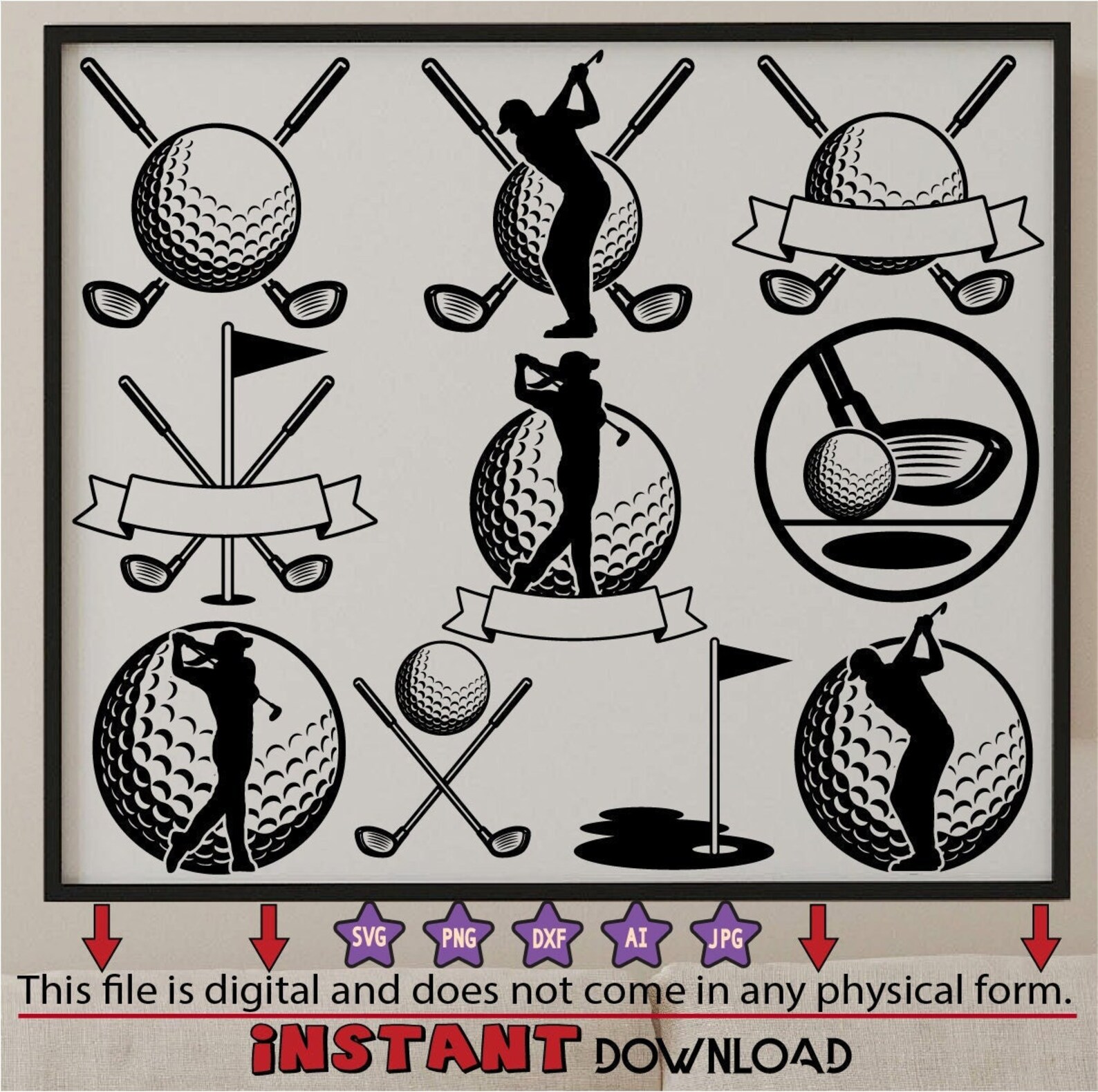 Golf Svg Bundle, Golf Monogram Svg, Split Monogram Svg, Golf Name Frame ...
