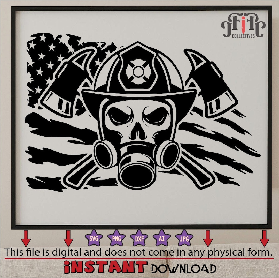 Firefighter Gasmask Helmet SVG Firefighter Mask Hat Silhouette ...