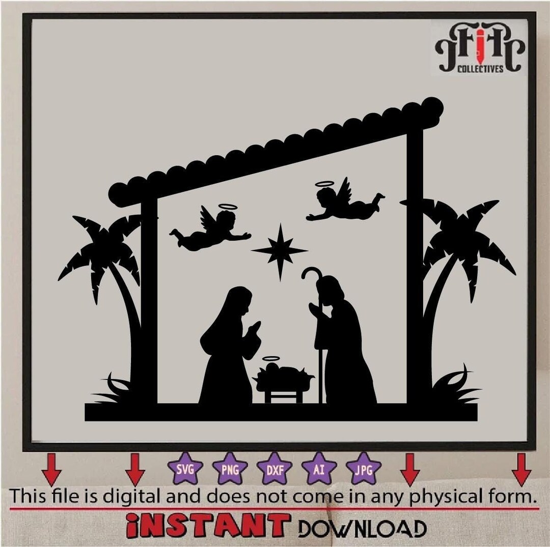 Nativity Scene SVG, Nativity SVG, PNG, Eps, Dxf, Jpg Instant Digital ...