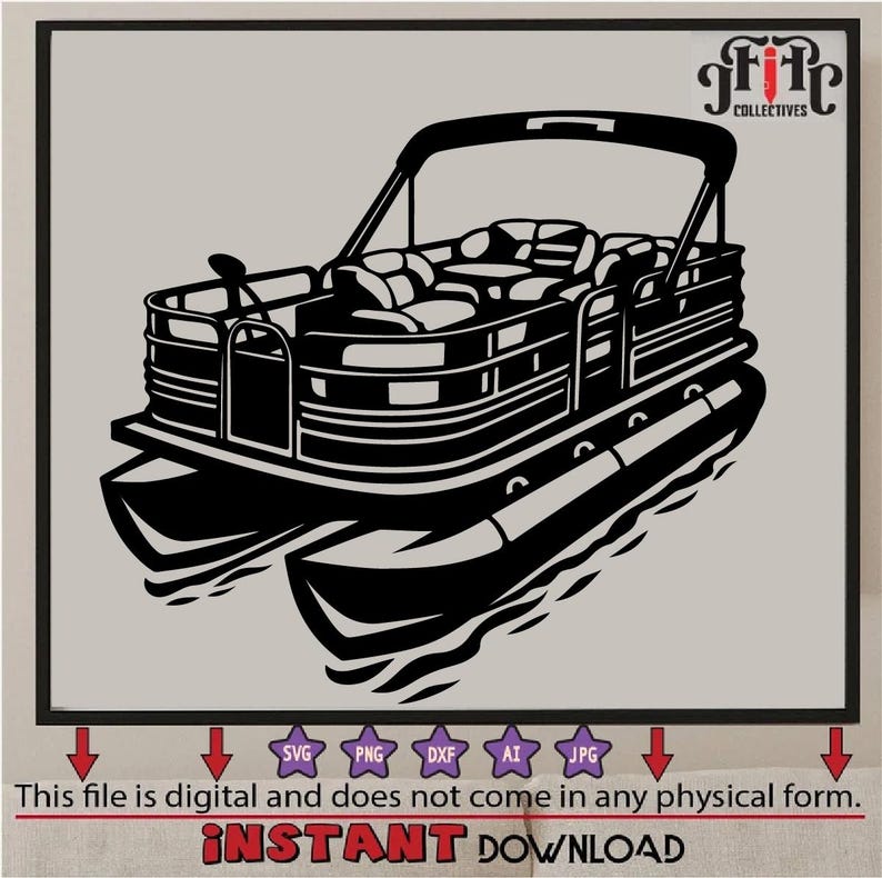Pontoon Boat SVG | Pontoon Boat Outline SVG | Pontoon Boat Clipart ...