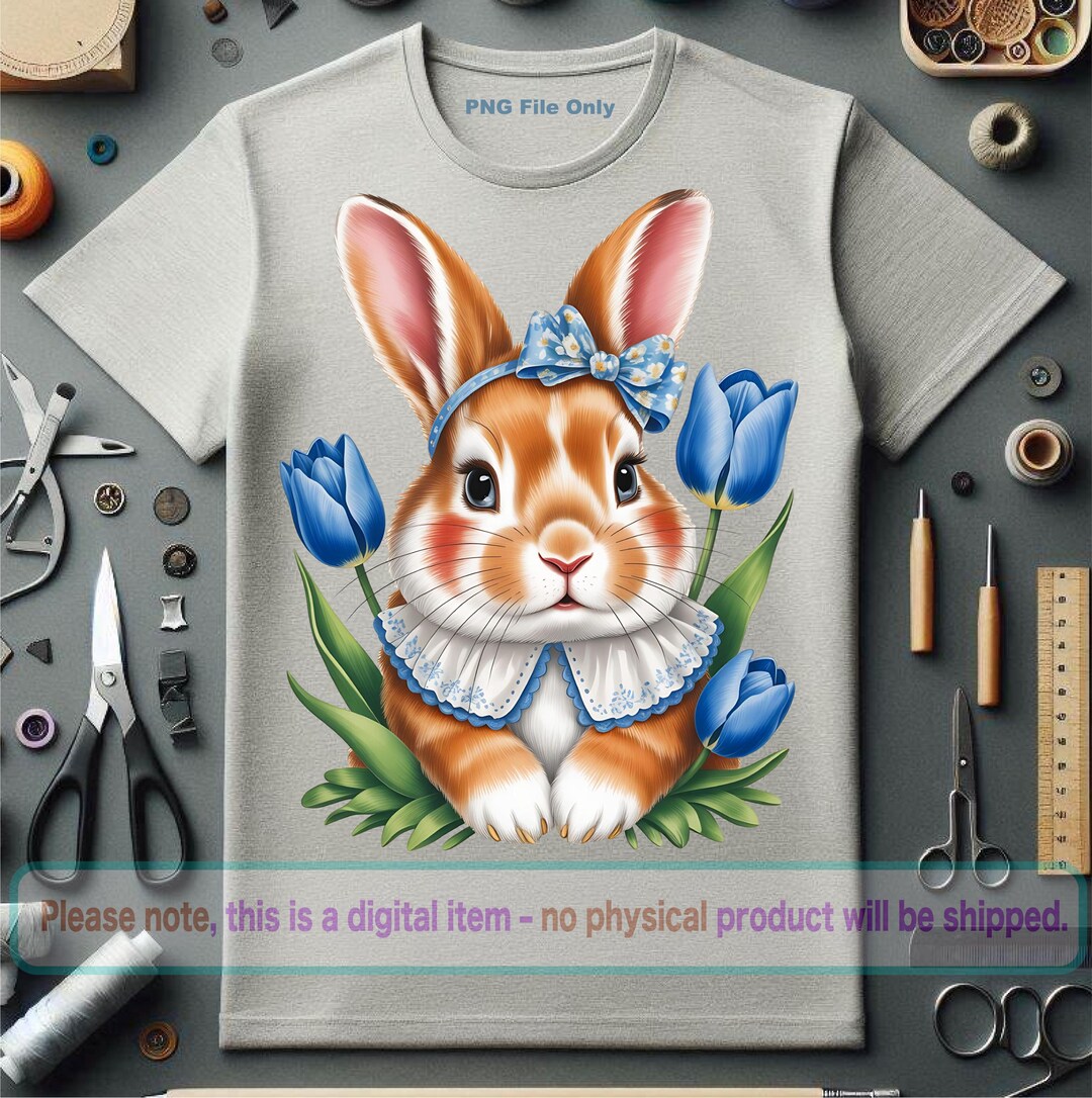 Cute Bunny Floral PNG | Adorable Spring Bunny Clipart | Hand-drawn ...