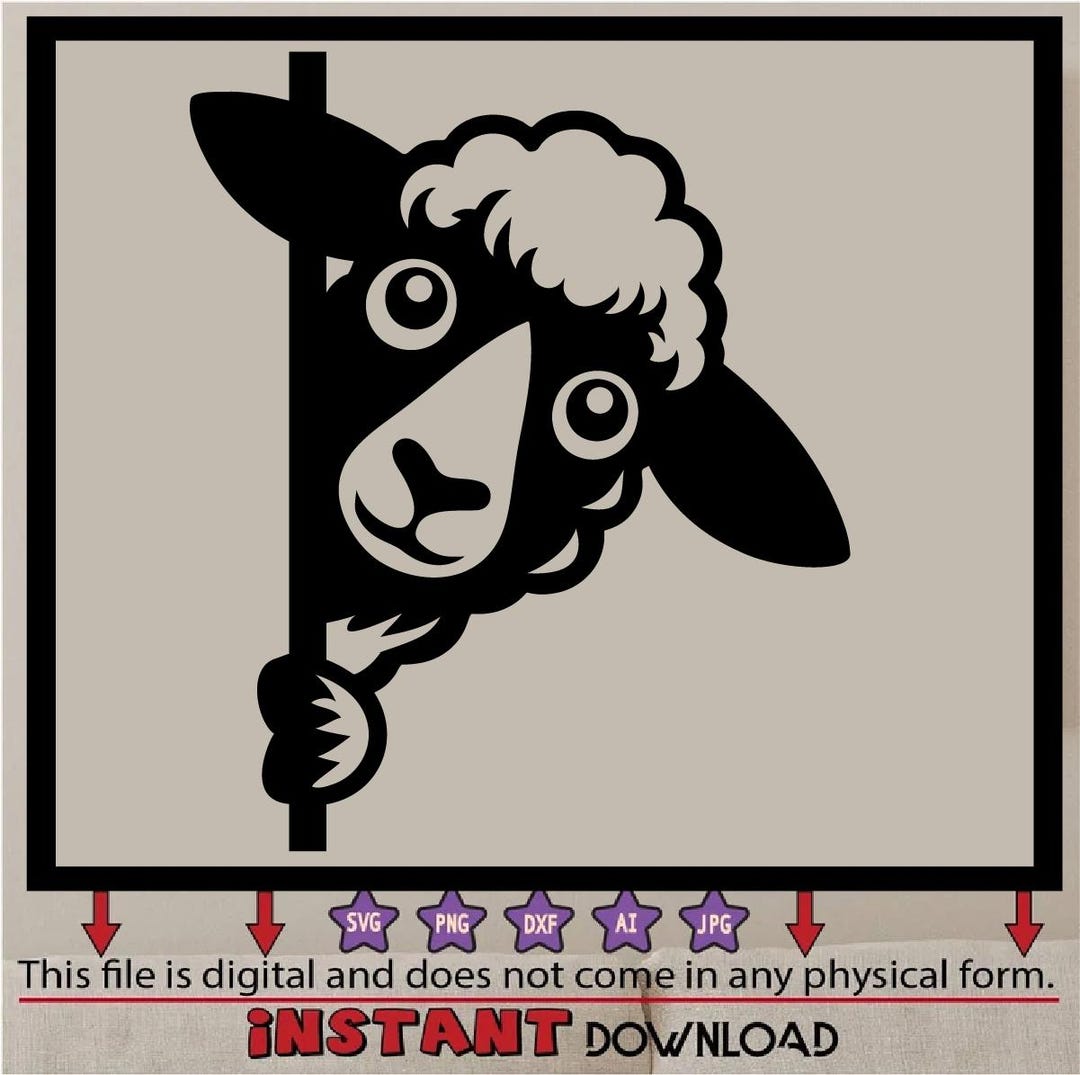 Adorable Peeking Sheep SVG | Cute Farm Animal Clipart | Whimsical Lamb ...