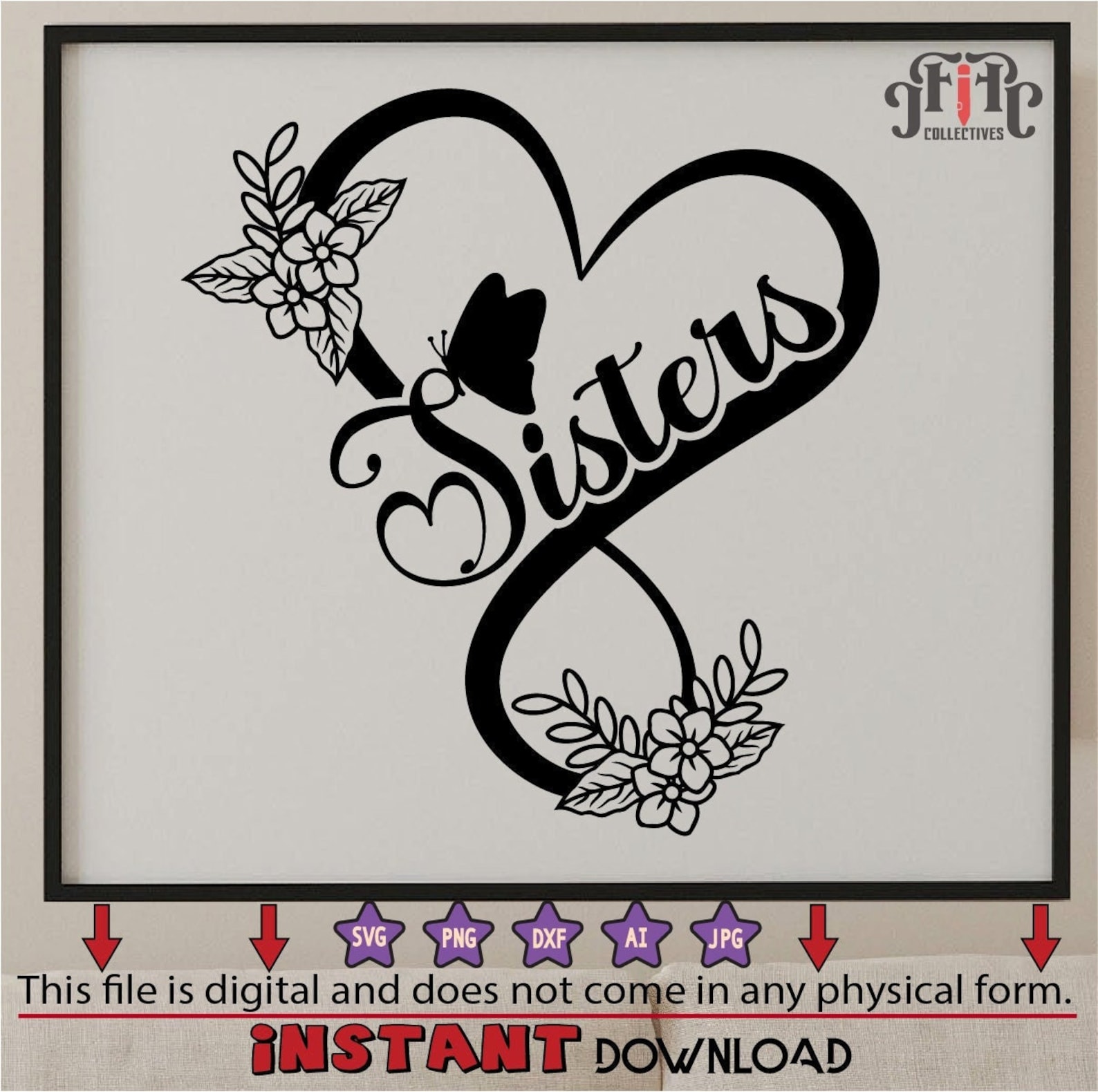 Sister SVG Cut File for Cricut and Silhouette With Heart Detail ...