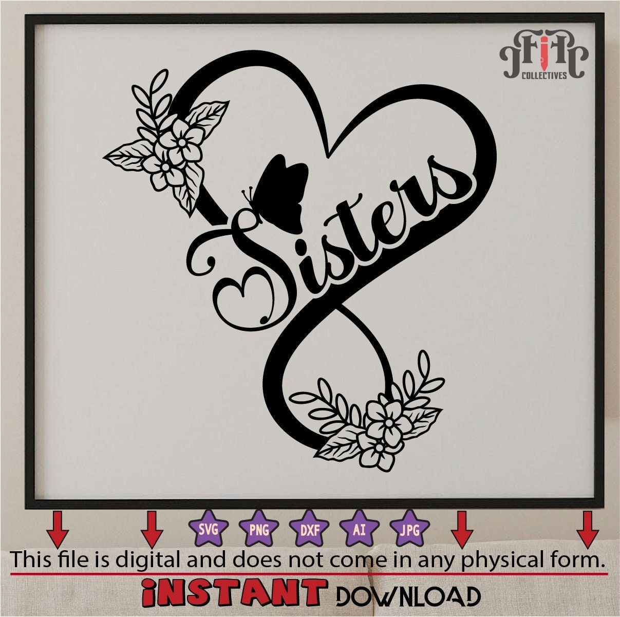 Sister SVG Cut File for Cricut and Silhouette With Heart Detail ...