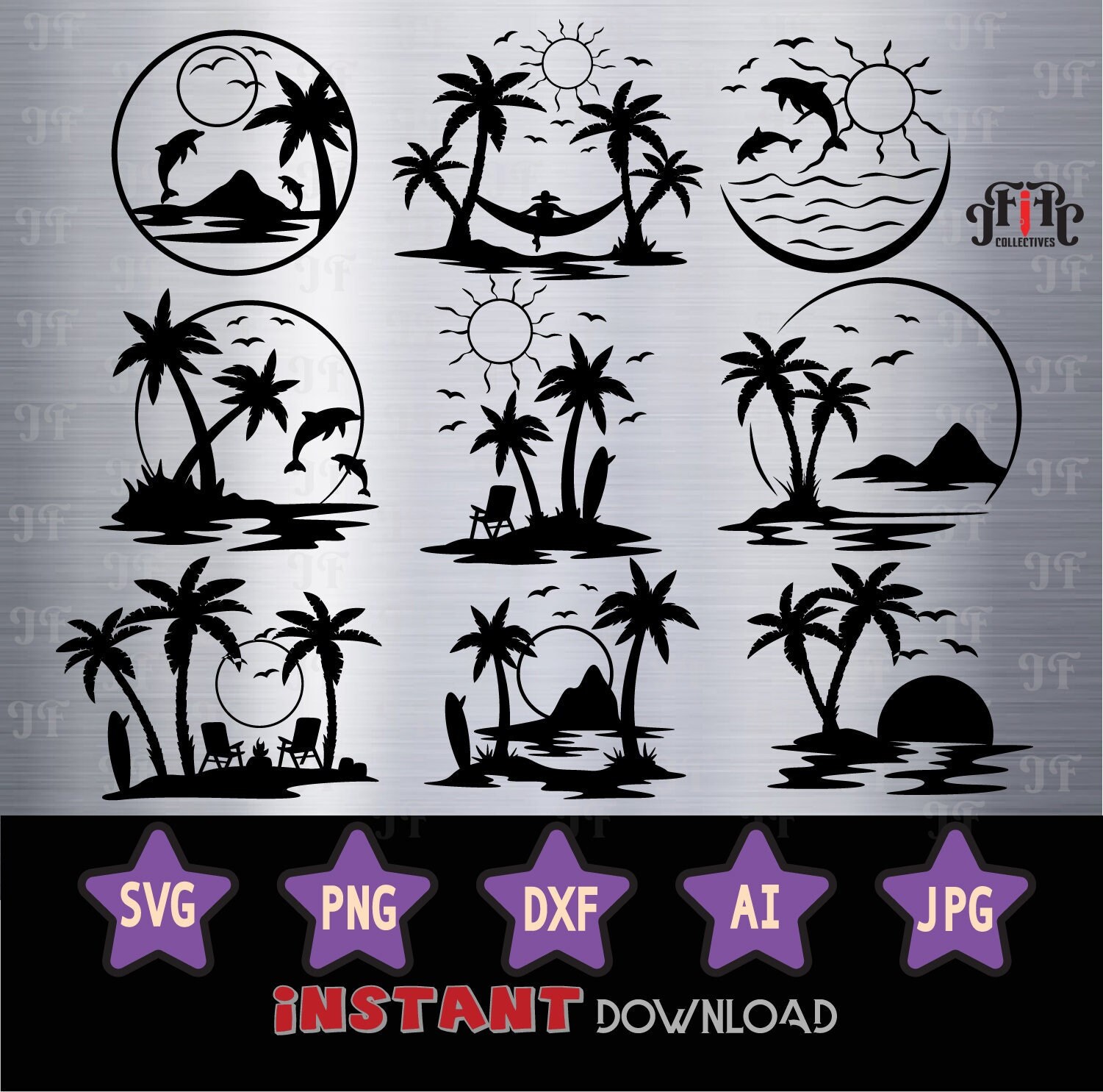 9 Beach Scene Svg Bundle, Sunset Beach Svg, Dxf, Png, Jpg, Beach Life ...