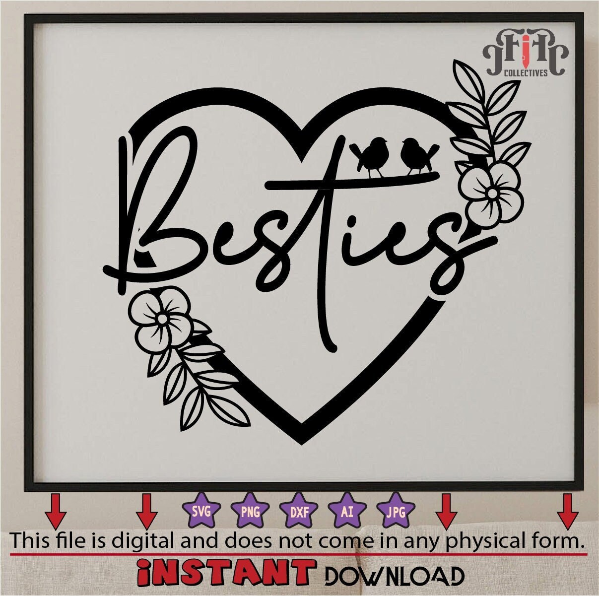 Besties Heart SVG / Cut File / Cricut / Commercial Use / Silhouette ...