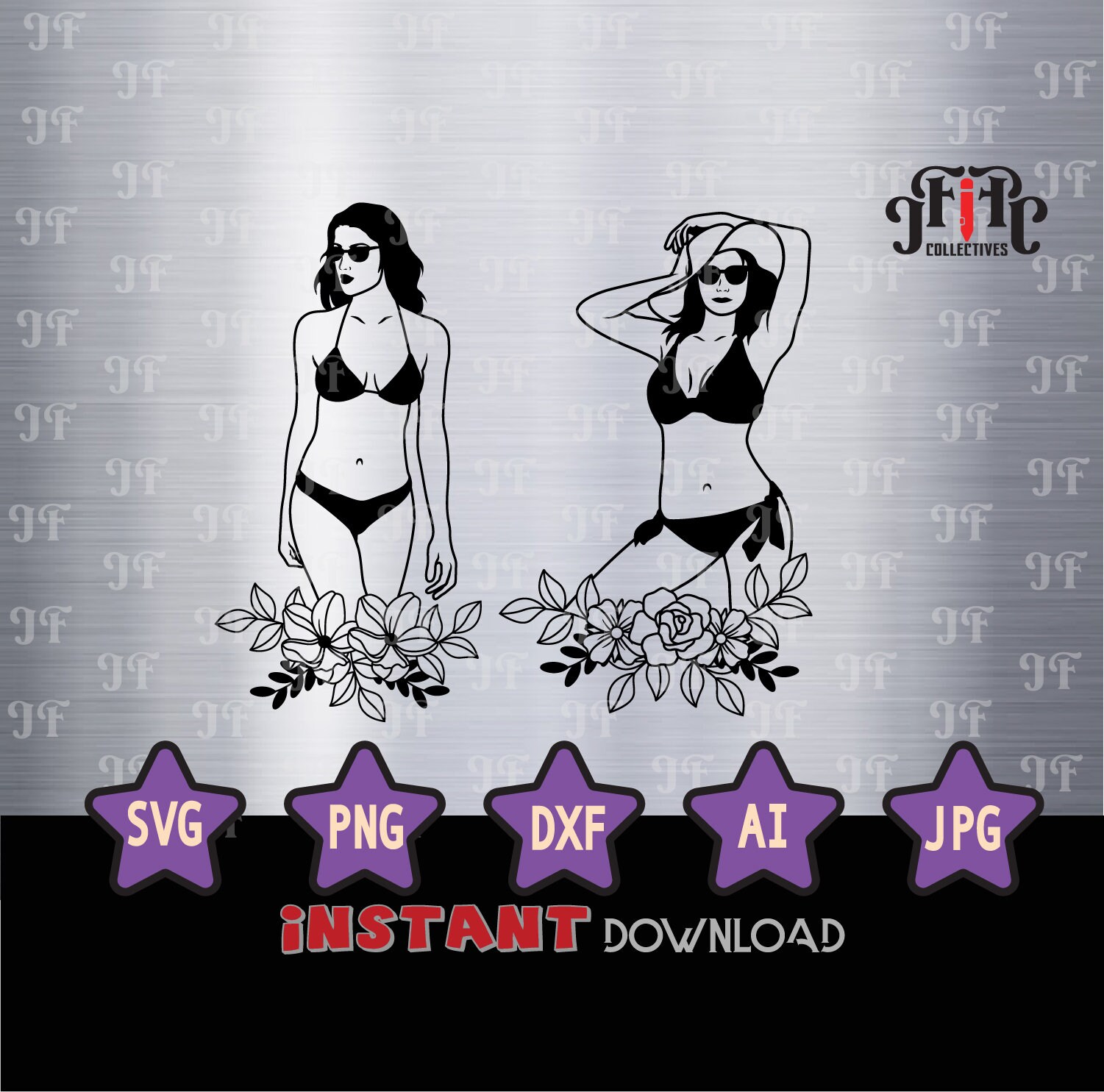 Sexy Women Svg Women With Floral Svg Women Wearing Bikini Svg Cut Files For Cricutfloral 