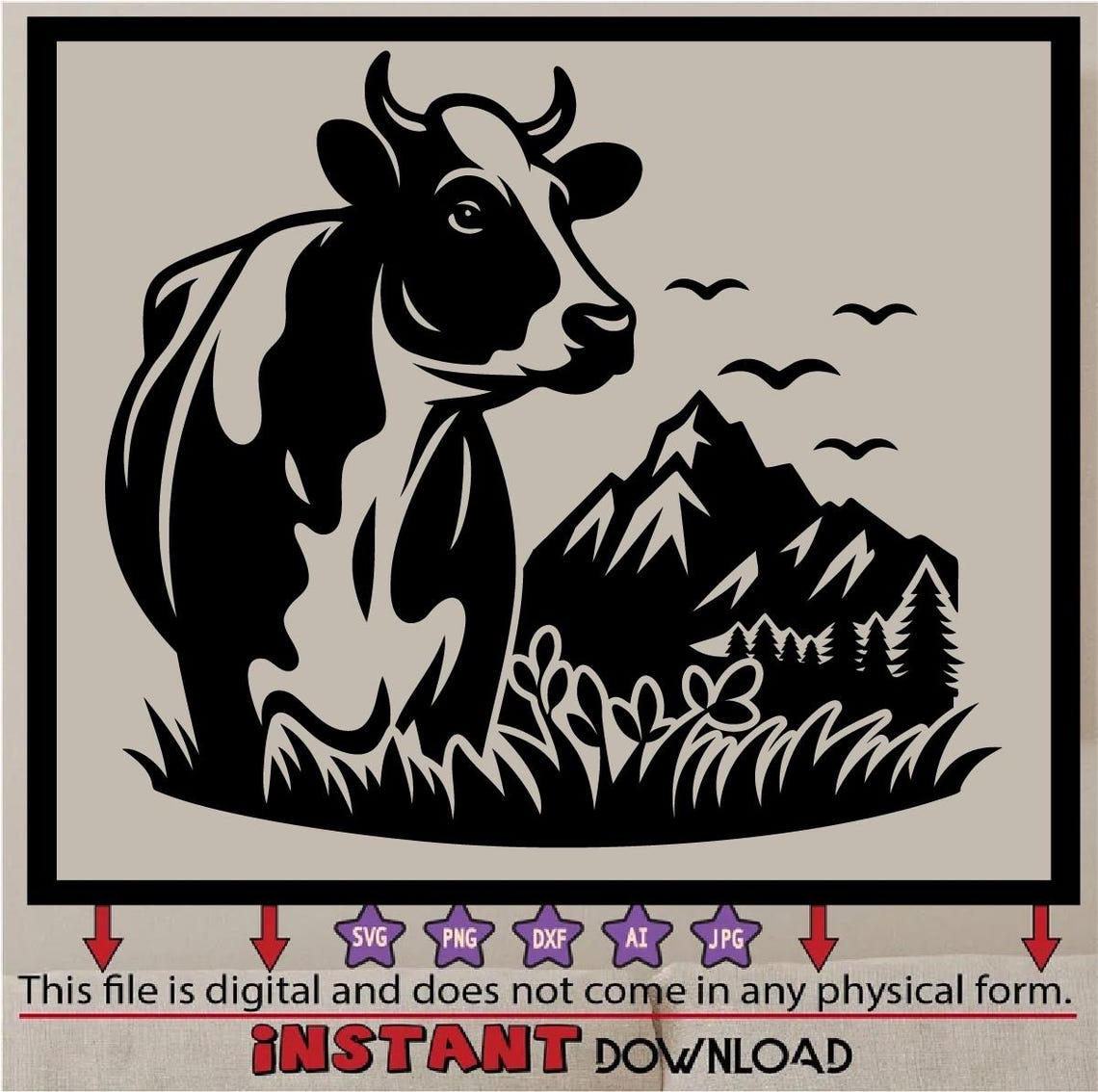 Cow Farm Scene DXF SVG, Farm Cut File, Dxf Files for Plasma, Dxf for ...