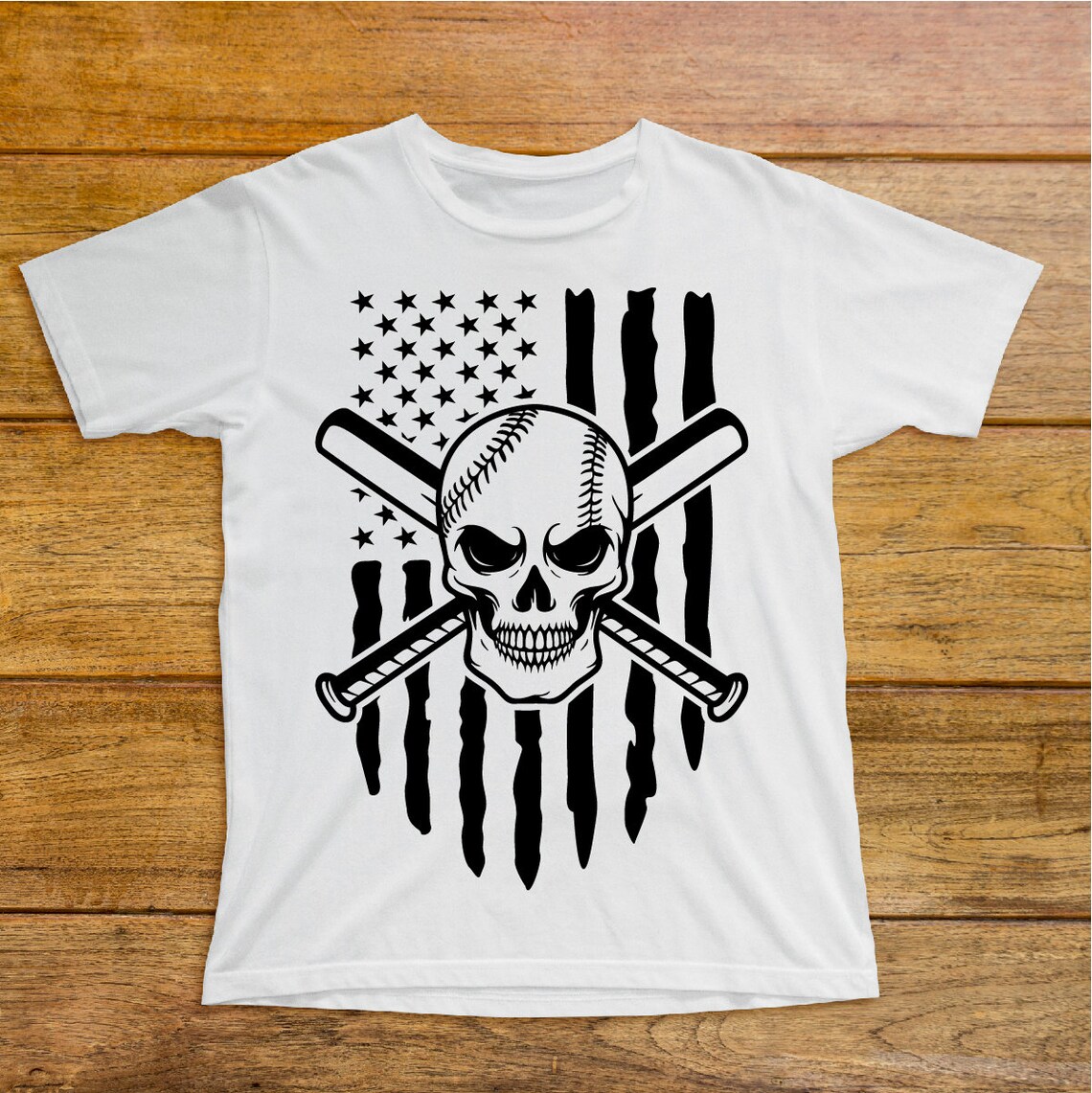 US Baseball Skull With Crossed Bats Svg Softball Skull Svg Skull Svg ...