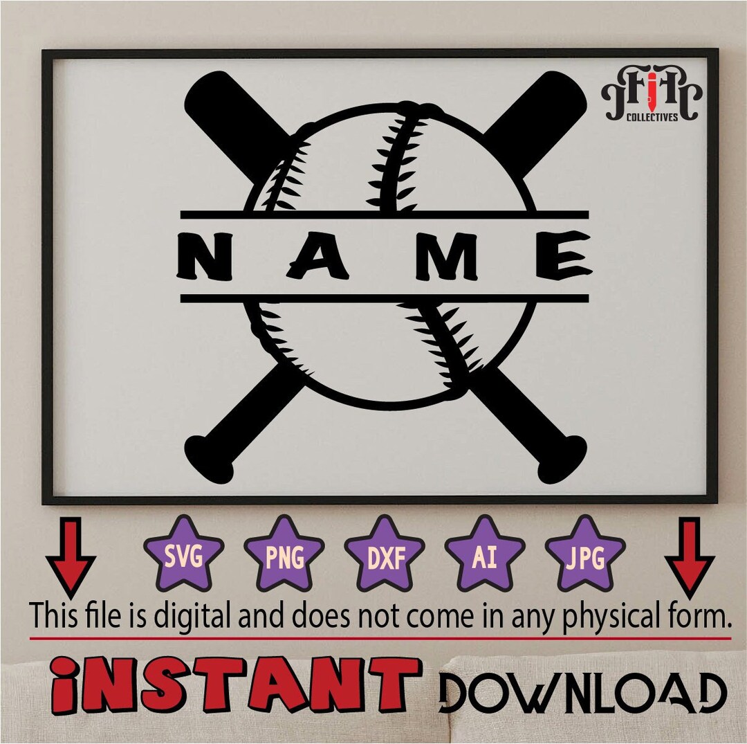 Custom Baseball SVG, Baseball Name SVG, Printable Baseball PNG ...