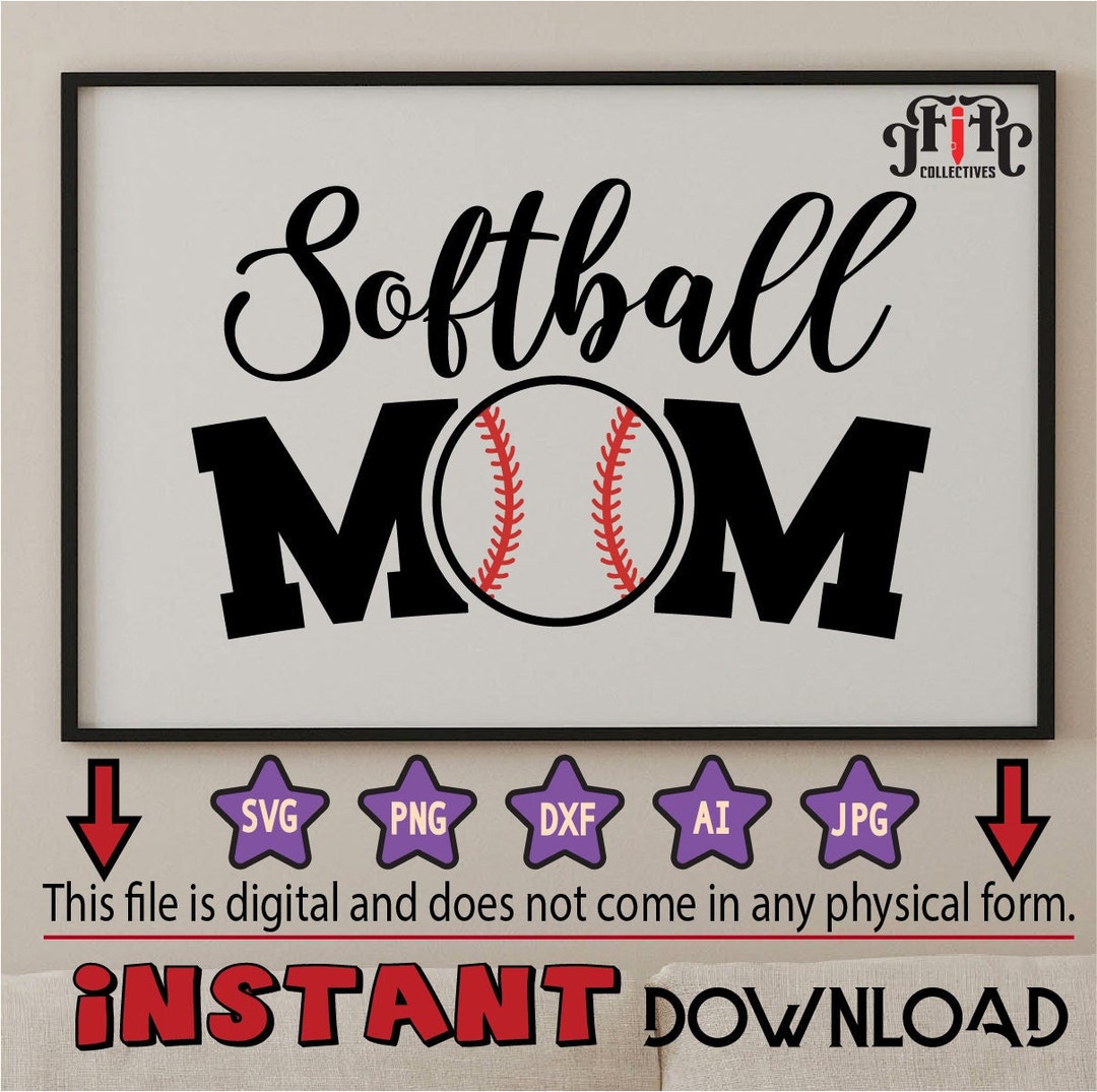 Softball Mom Svg, Softball Mom Shirt Svg, Ball Mom Svg, Softball Cut ...