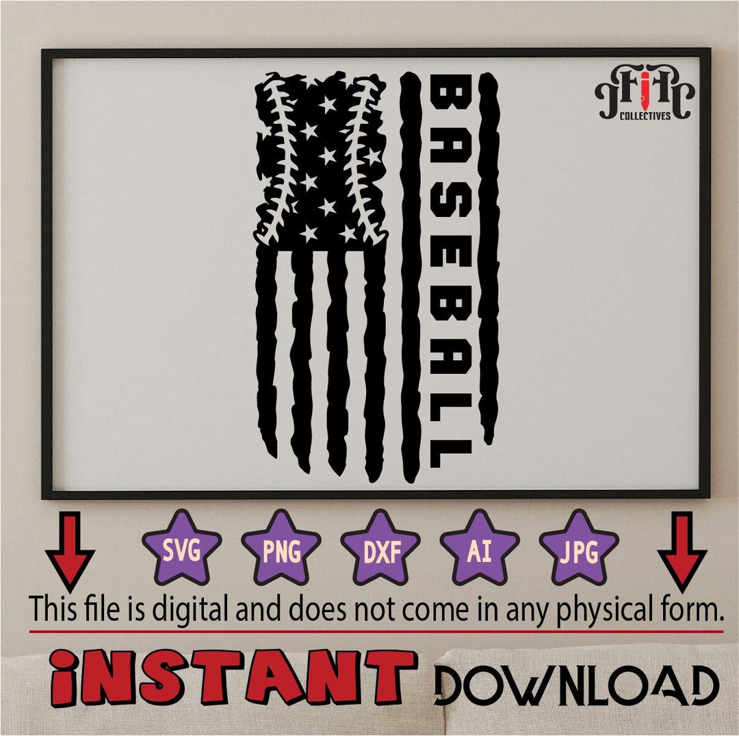 USA Flag Baseball SVG US Distressed Flag T-shirt Sticker Decal Cricut ...