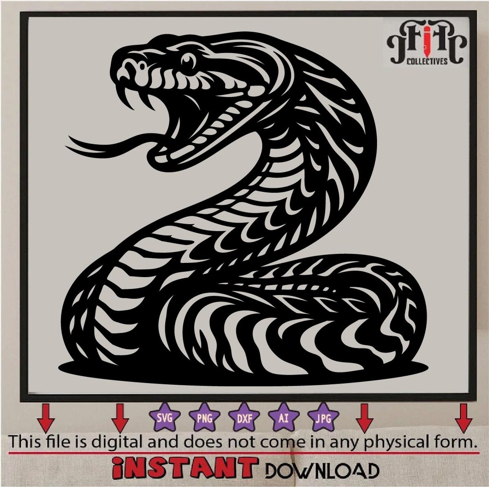 King Cobra Svg | Cobra Snake Clipart | Snake Head Stencil | Venomous ...