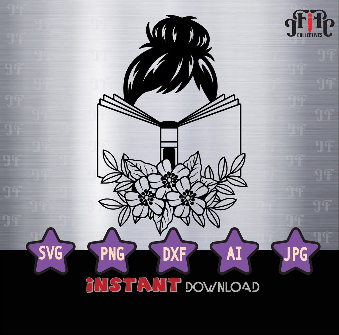 Reading Woman Svg File | Floral Book Svg| Book With Flowers Svg | Book ...