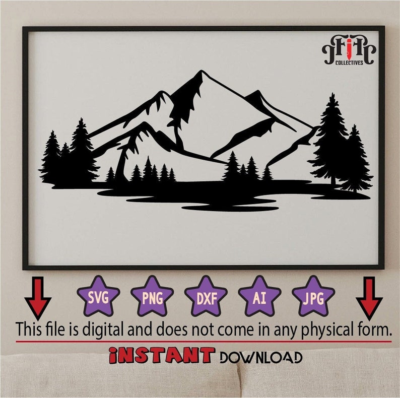 Mountain and Trees Svg, Trees Svg, Mountain Svg, Forest Svg File for ...