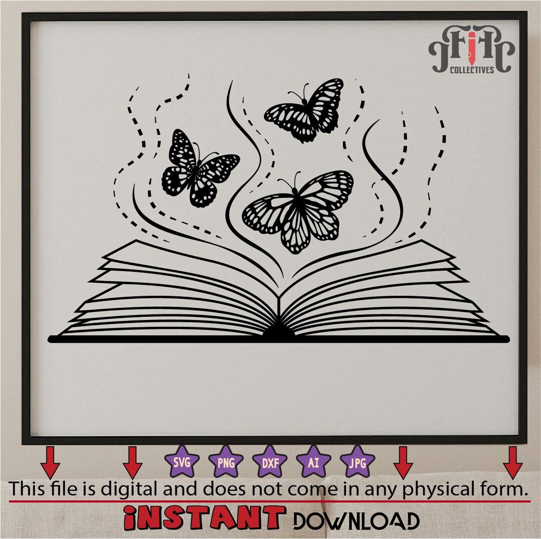 Book SVG, Reading SVG, Butterfly Svg, Butterflies Svg ,svg File Book ...