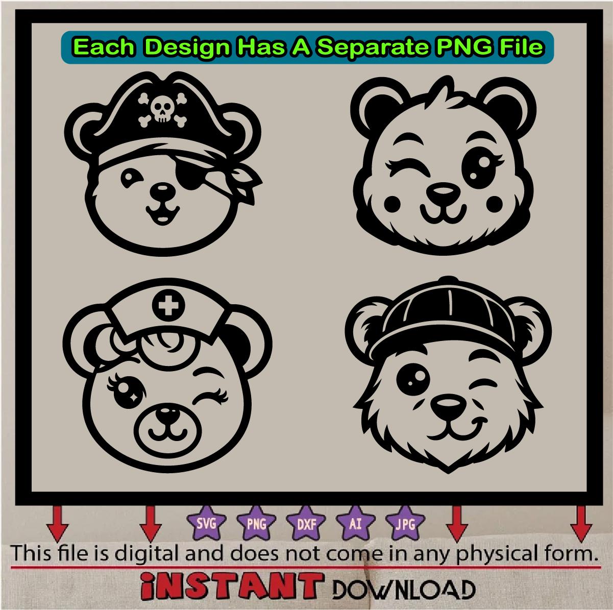 Cute Bear SVG Bundle | 25 Adorable and Cute Bear Designs | Digital ...