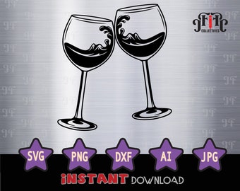 Glass of Wine Svg Wine Glass Cheers Clipart Alcohol Drinks Cut File ...