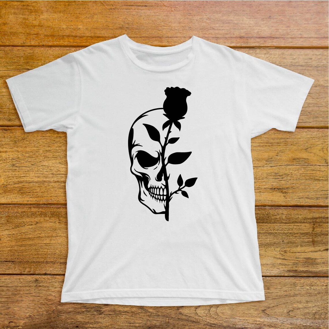 Rose Skull Svg Skull With Flower Svg Skull Svg Half Skull Floral Svg ...