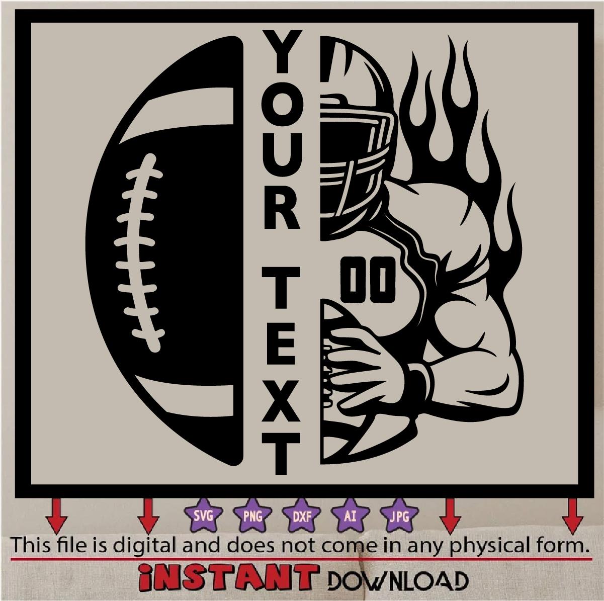 Football Player Half Ball SVG | Sports Silhouette Cut File for Cricut ...
